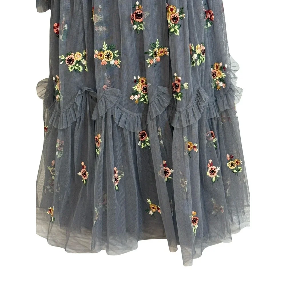 Needle & Thread | Dresses | Needle Thread Blue Floral Embroidered Tulle ...